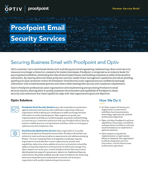 Proofpoint Email Security Services | Securing Business Email with Proofpoint and Optiv